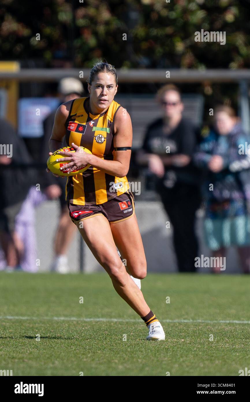 Emily Everist of Hawks seen in action during the AFLW Round 5 game between Adelaide Crows and ...