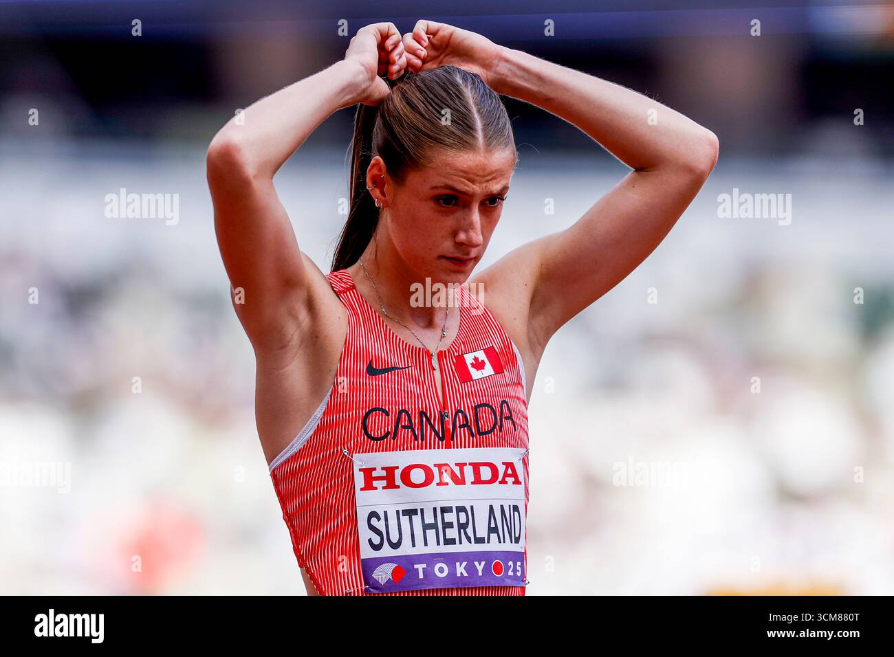 Savannah Sutherland of Canada looks on before competing in the Women's ...