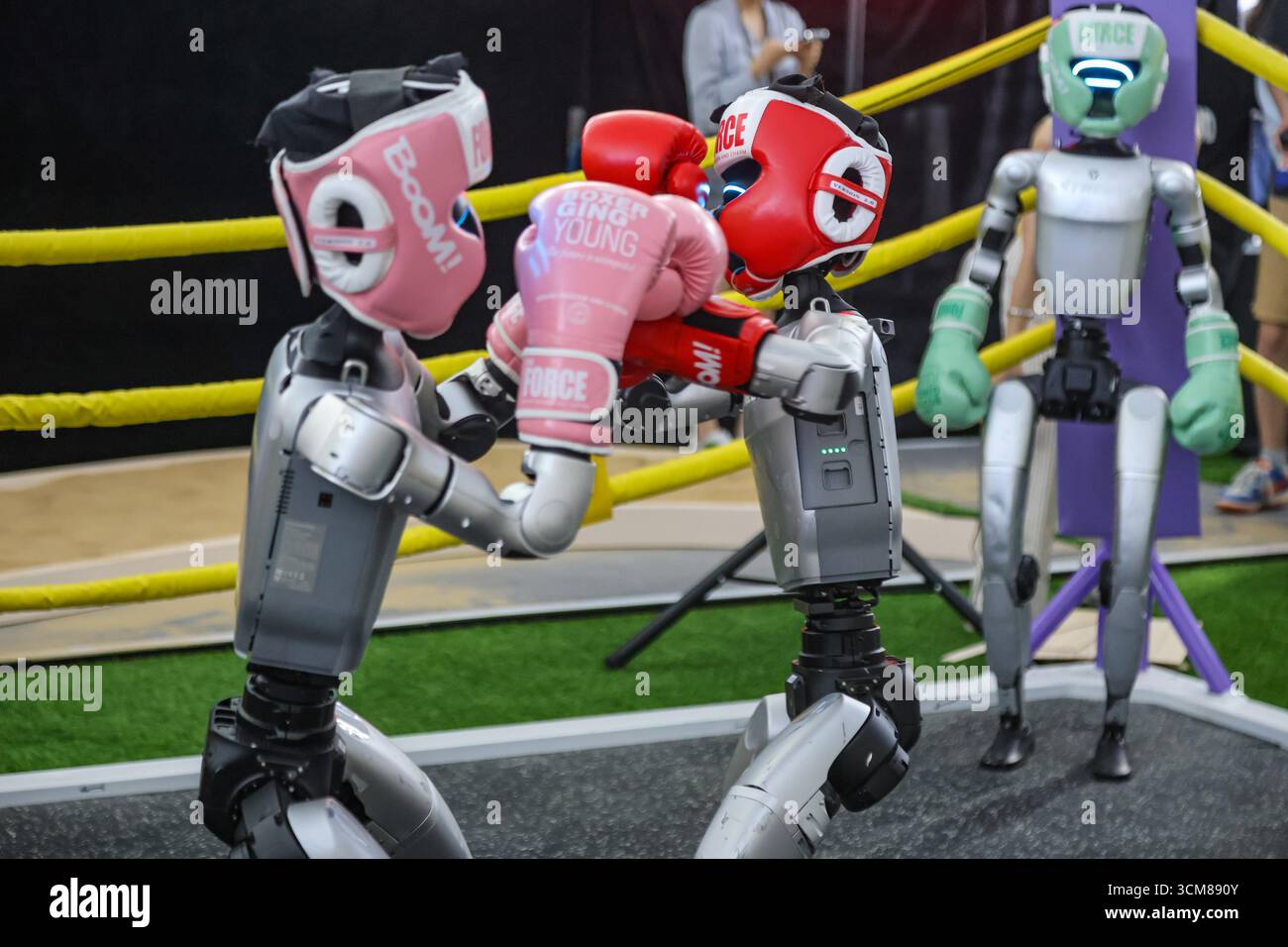 A robot boxing competition captivates visitors during the 2025 ...