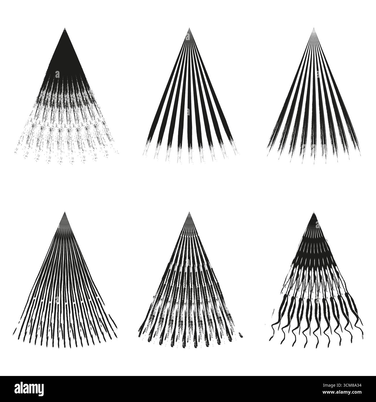 Abstract ray illustration. Radial line pattern. Black and white graphic ...