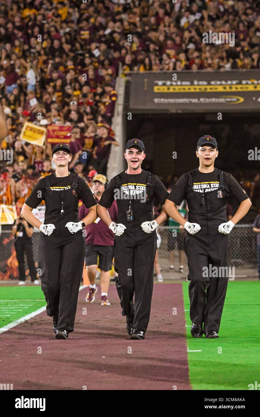 Arizona State Sun Devils band marches out onto the field before an NCAA ...