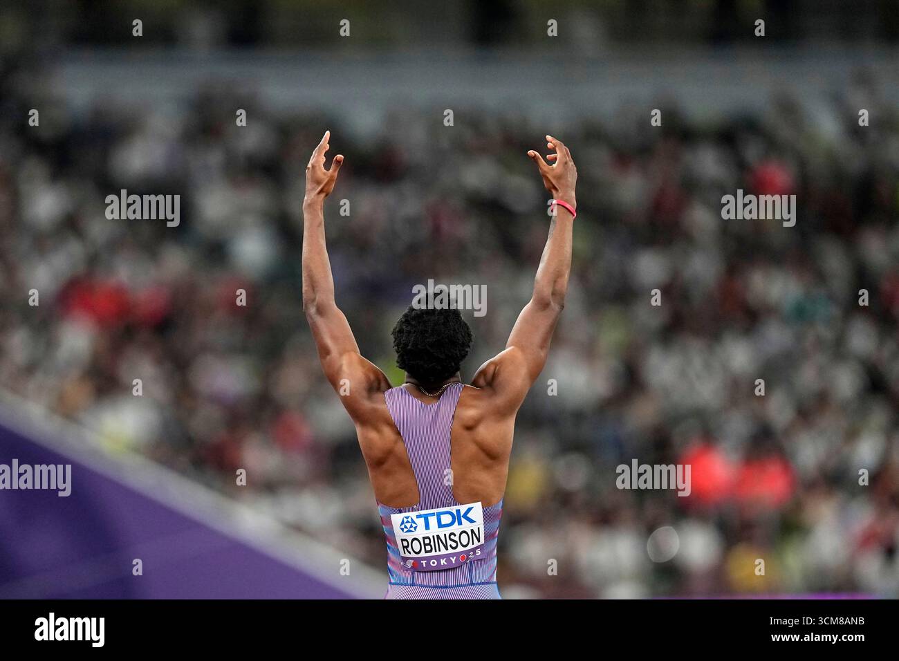 United States' Chris Robinson prepares to start a men's 400 meters ...