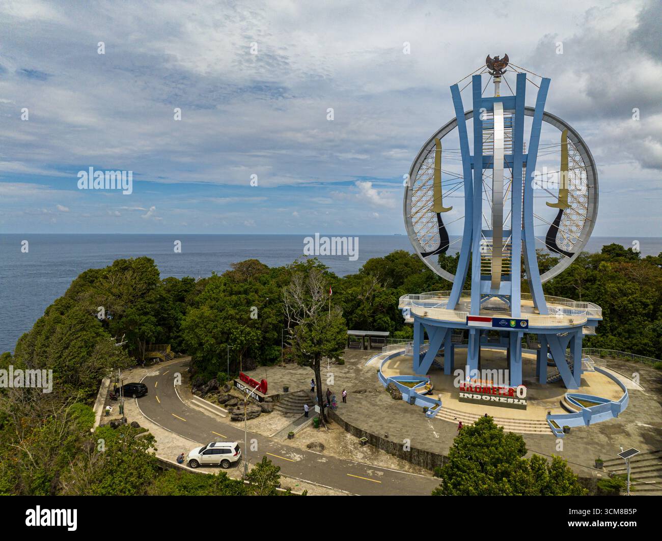 Aerial view of Zero Kilometer monument on Weh Island, Indonesia. Sabang ...