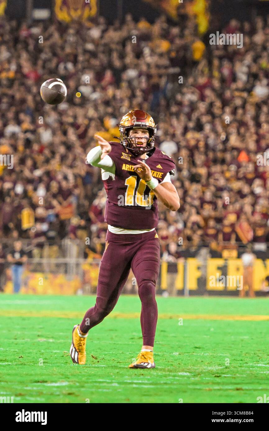 Arizona State Sun Devils quarterback Sam Leavitt (10) throws down field ...