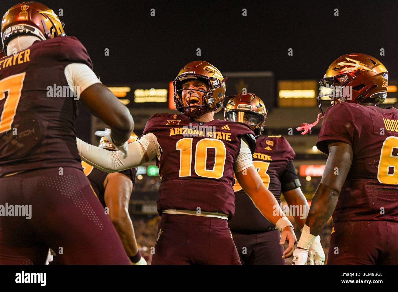 Arizona State Sun Devils quarterback Sam Leavitt (10) celebrates with ...
