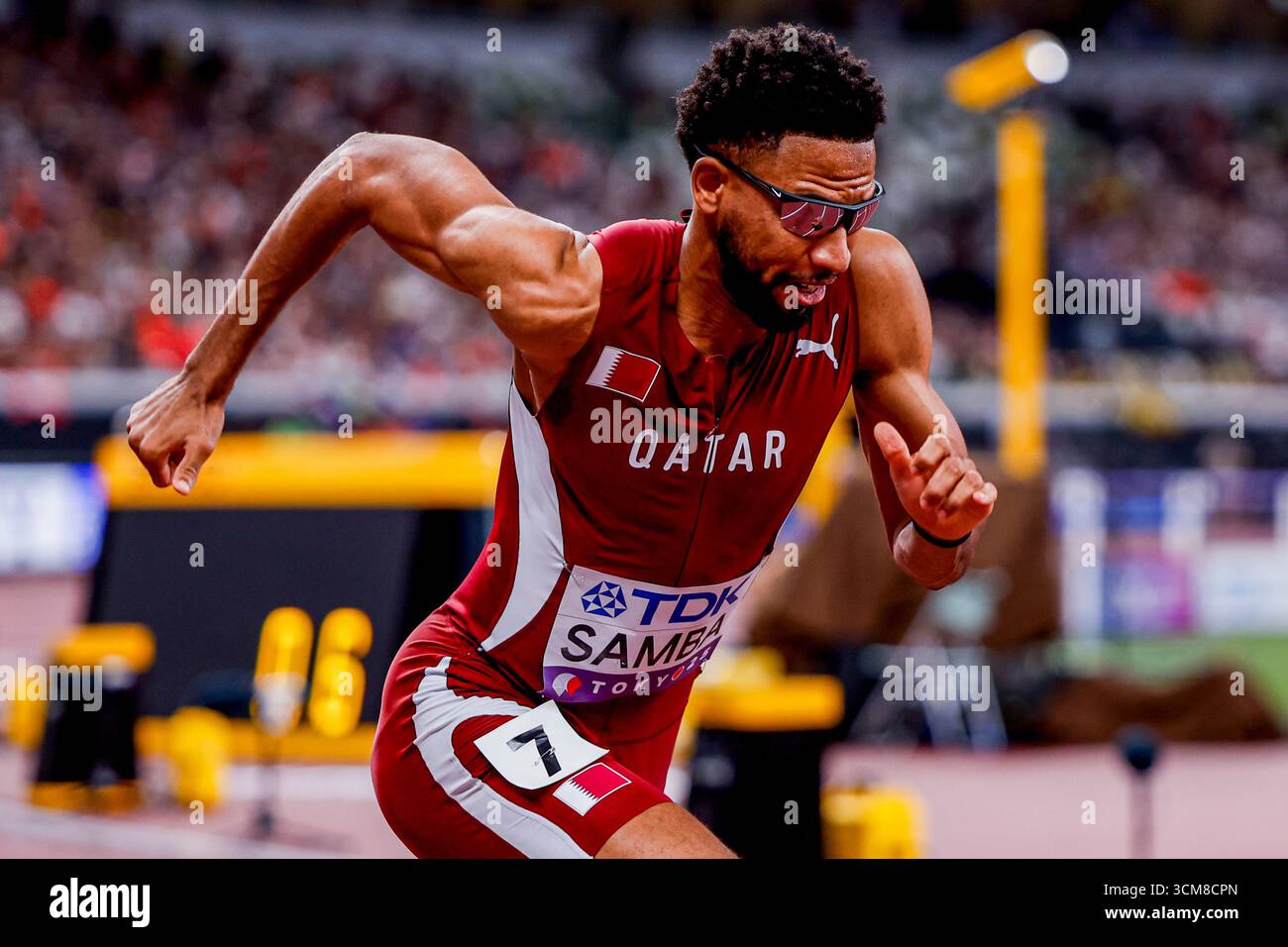 Abderrahman Samba of Qatar competing in the Men's 400 Metres Hurdles ...