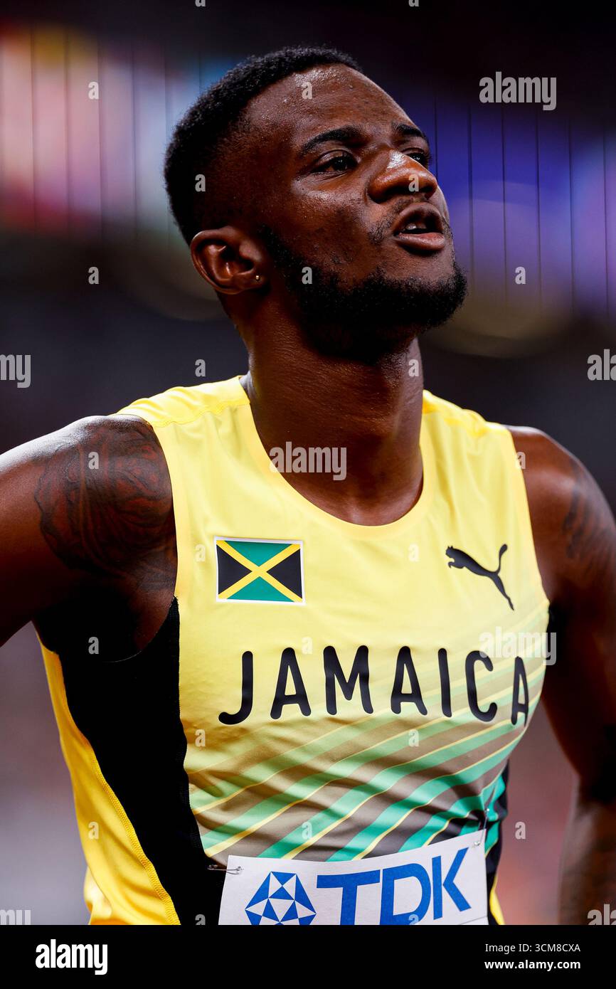 Malik James-King of Jamaica looks on before competing in the Men's 400 ...