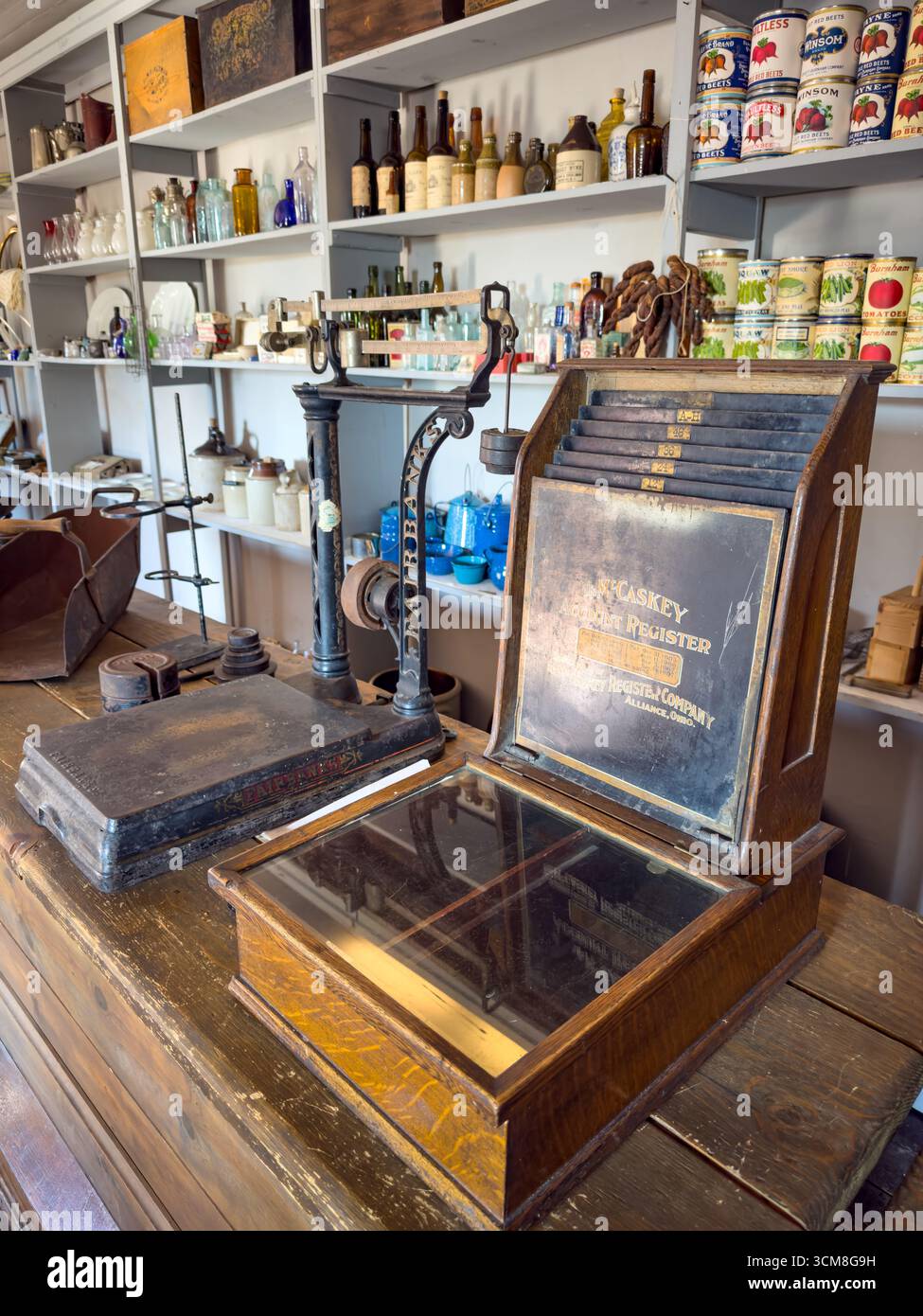 Antique account register & scale in Carter's commissary store from the ...