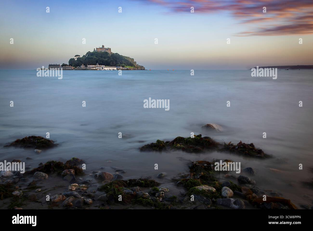 St. Michaels Mount, a tidal island on the coast near Marazion, Cornwall ...
