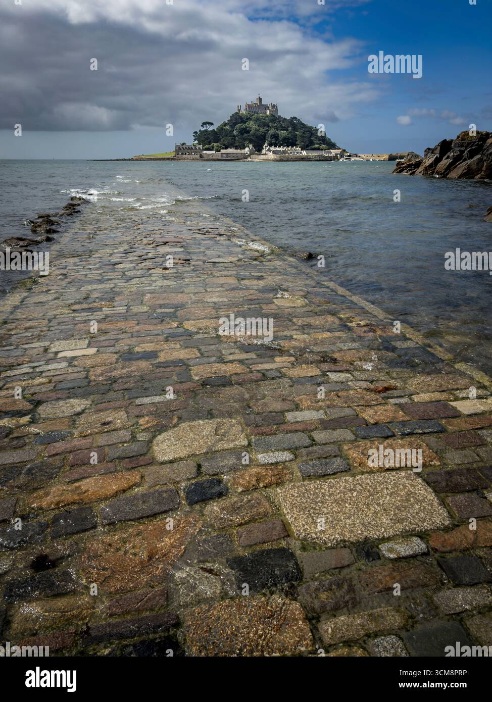 St. Michaels Mount, a tidal island on the coast near Marazion, Cornwall ...