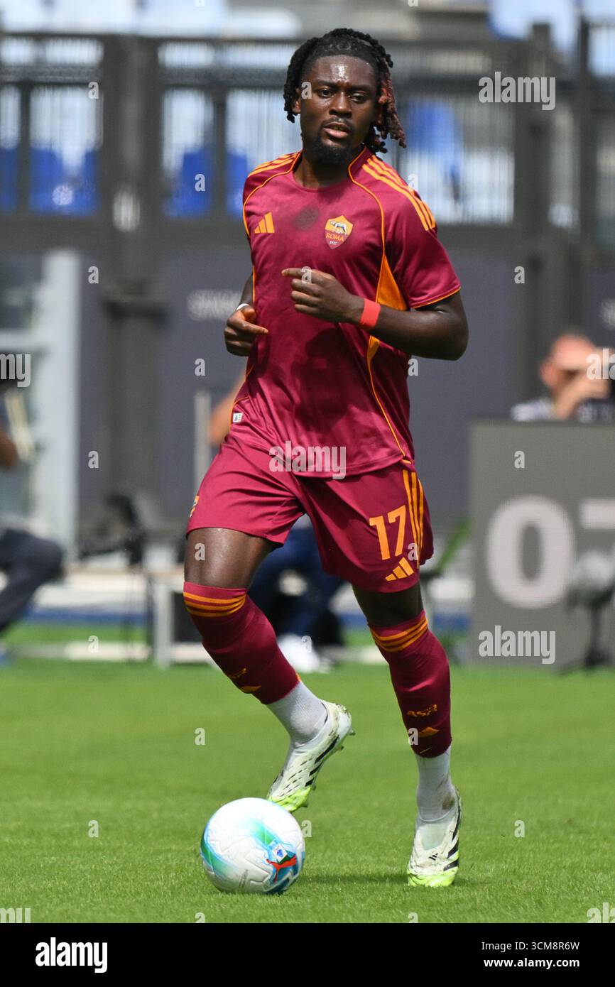 Olimpico Stadium, Rome, Italy - Manu Kone of AS Roma runs with the ball ...