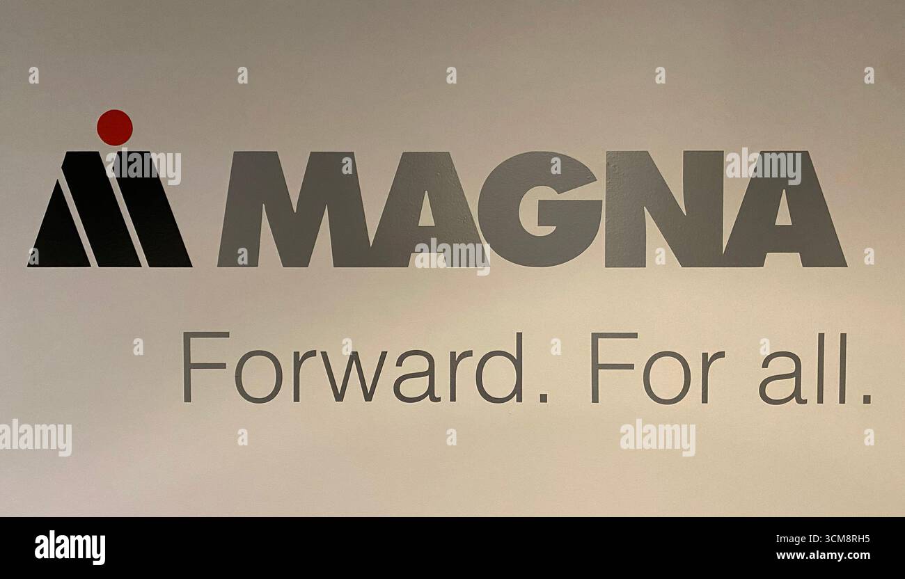 A Magna logo is shown in Milton, Ont. on Saturday, March 24, 2023 ...