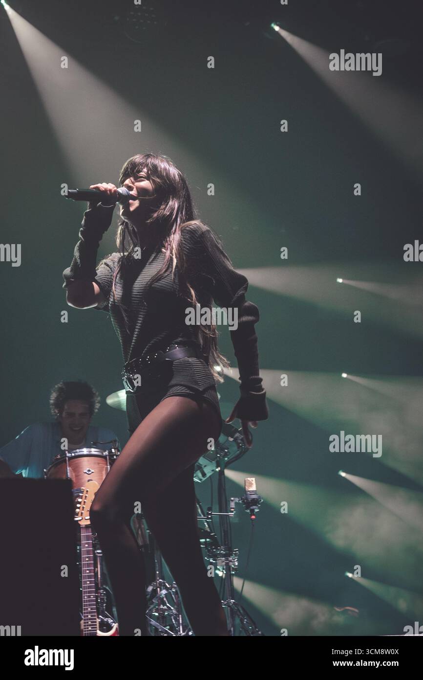Maud "Louve" Ferron, member of the band L'Imperatrice, performs on ...