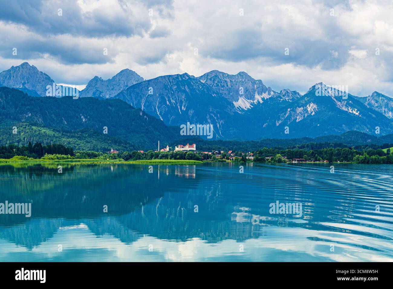 View over the forggensee to the allgau alps near fussen hi-res stock ...