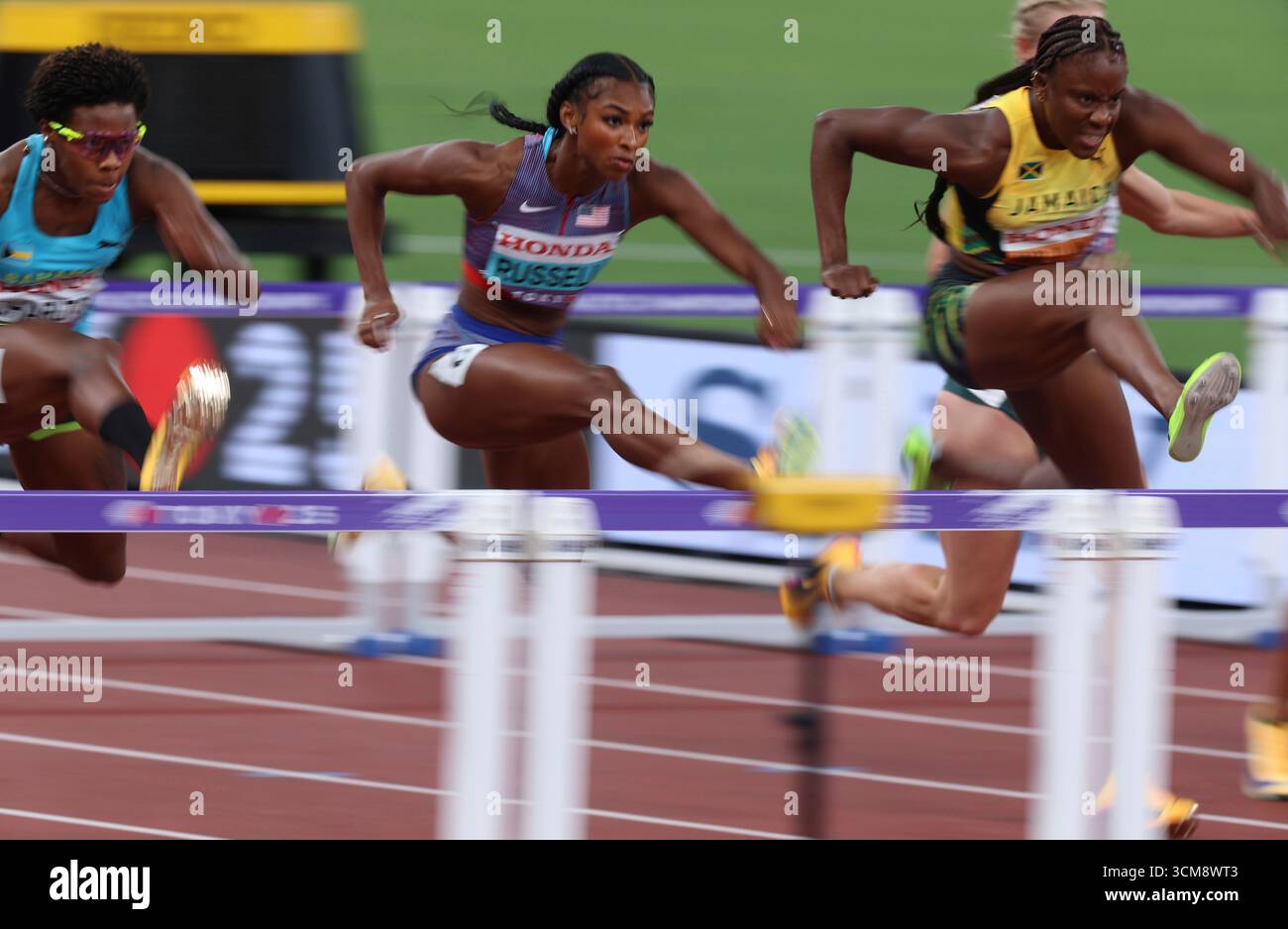 Devynne CHARLTON of Bahamas, Masai RUSSELL of the United States,and ...