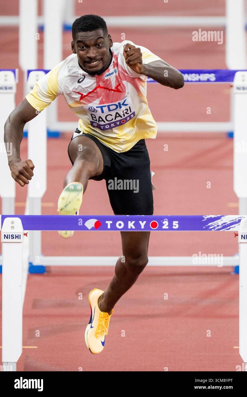 Belgian Elie Bacari pictured in action during the 110m Hurdles men, at ...