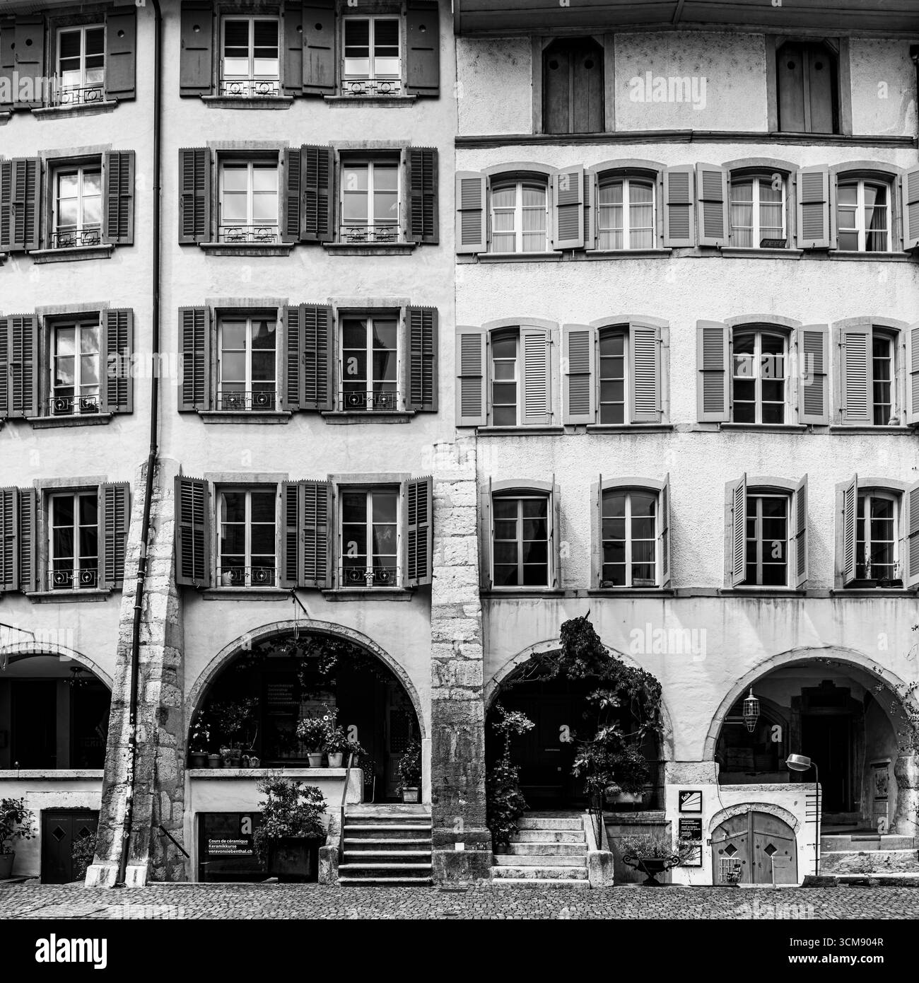 House facade in the old town of bienne hi-res stock photography and ...