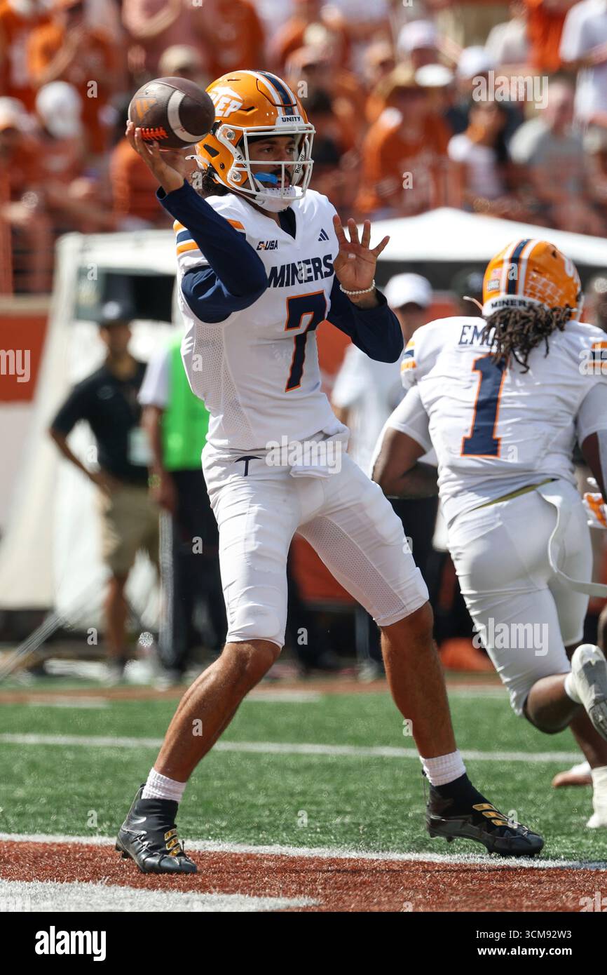 AUSTIN, TX - SEPTEMBER 13: Quarterback Malachi Nelson #7 of the UTEP ...