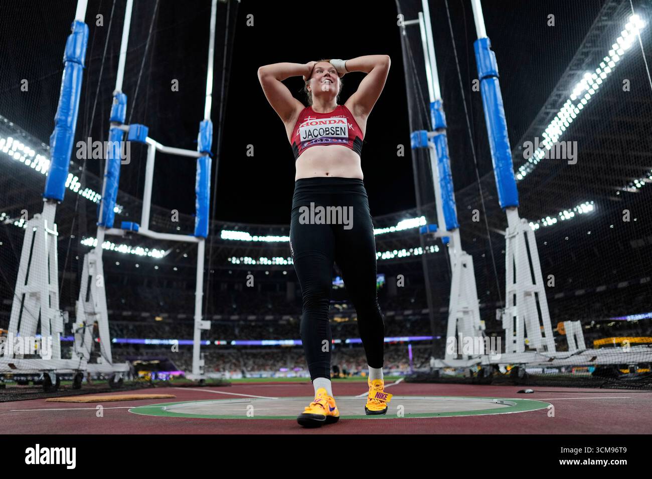 Denmark's Katrine Koch Jacobsen reacts after an attempt during the ...