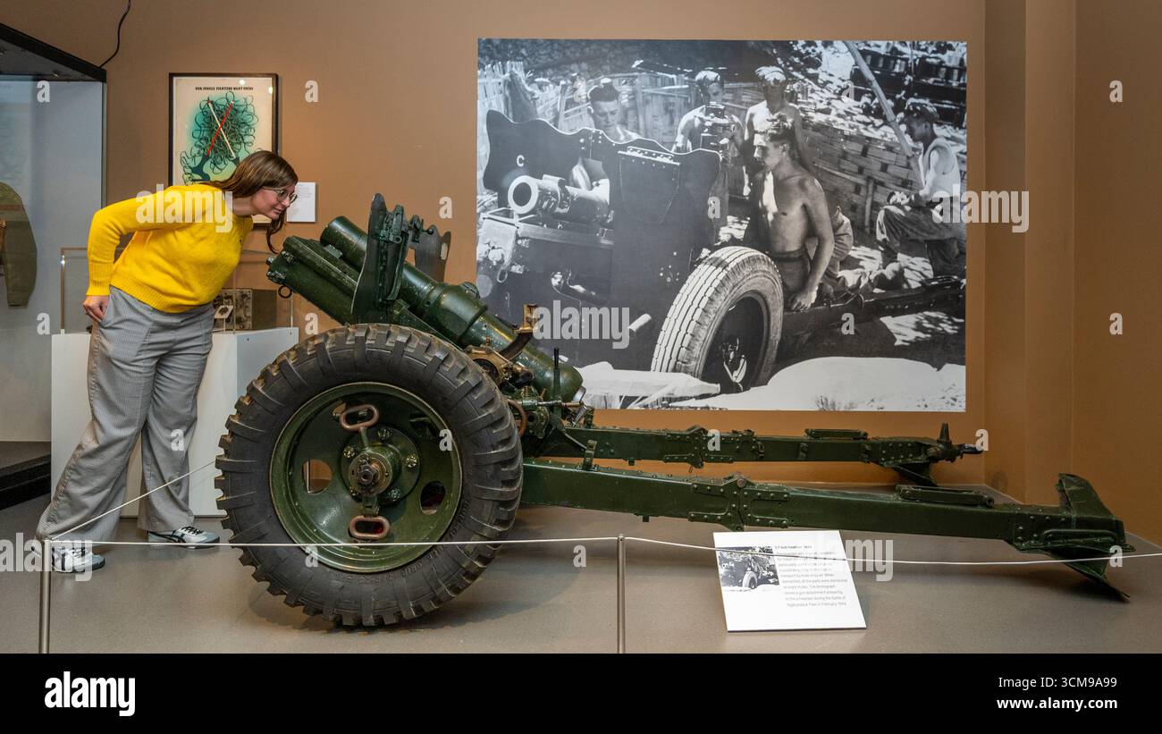 London, UK. 15 September 2025. A 3.7-inch howitzer, 1944. The howitzer ...