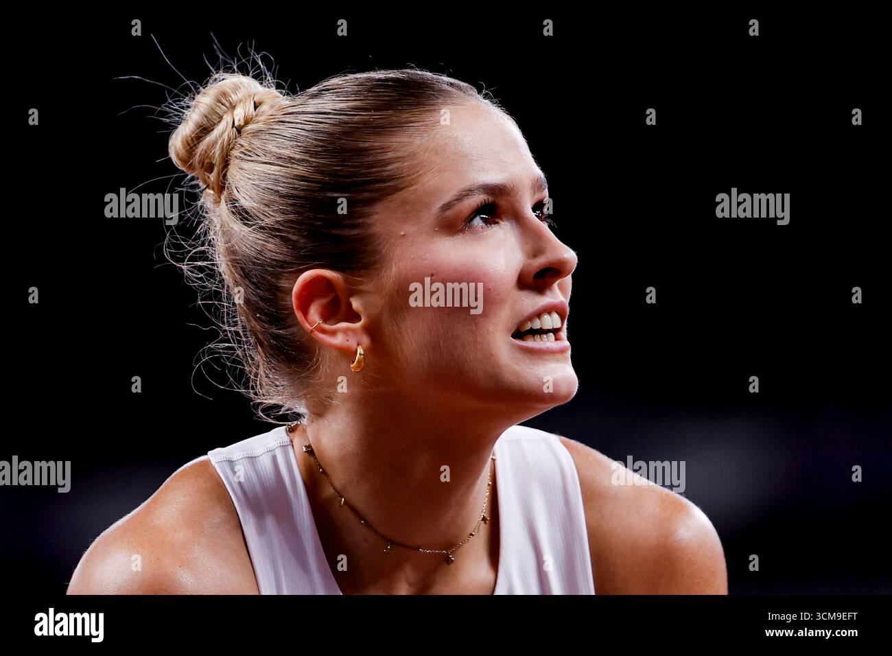 Pia Skrzyszowska of Poland looks on after competing in the Women's 100 ...