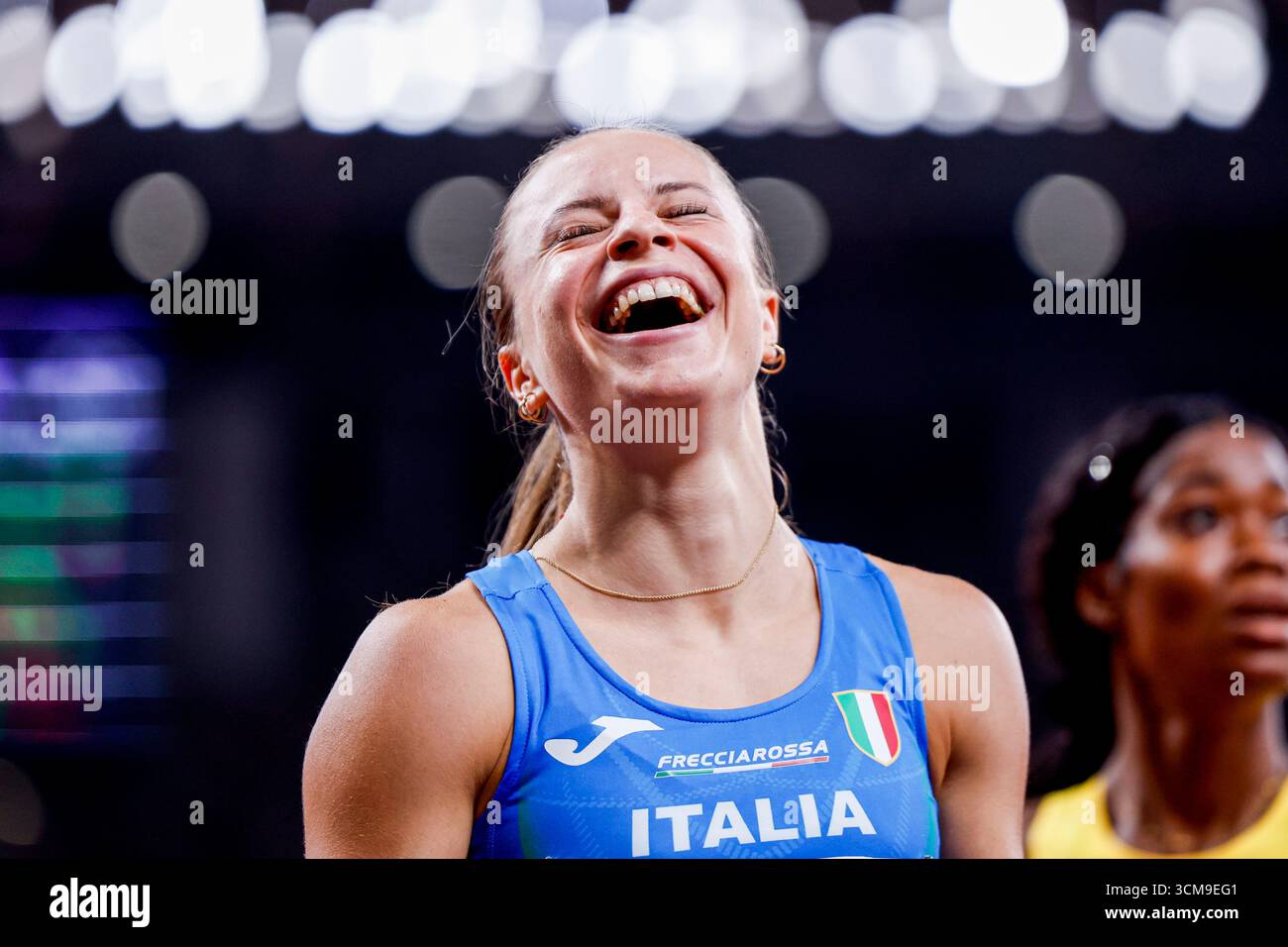 Elena Carraro of Italy laugh after competing in the Women's 100 Metres ...
