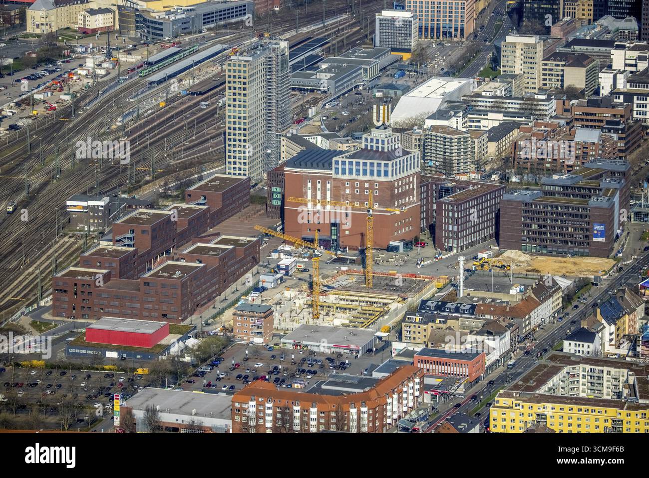 Aerial view, construction site, residential complex at the Dortmunder U ...