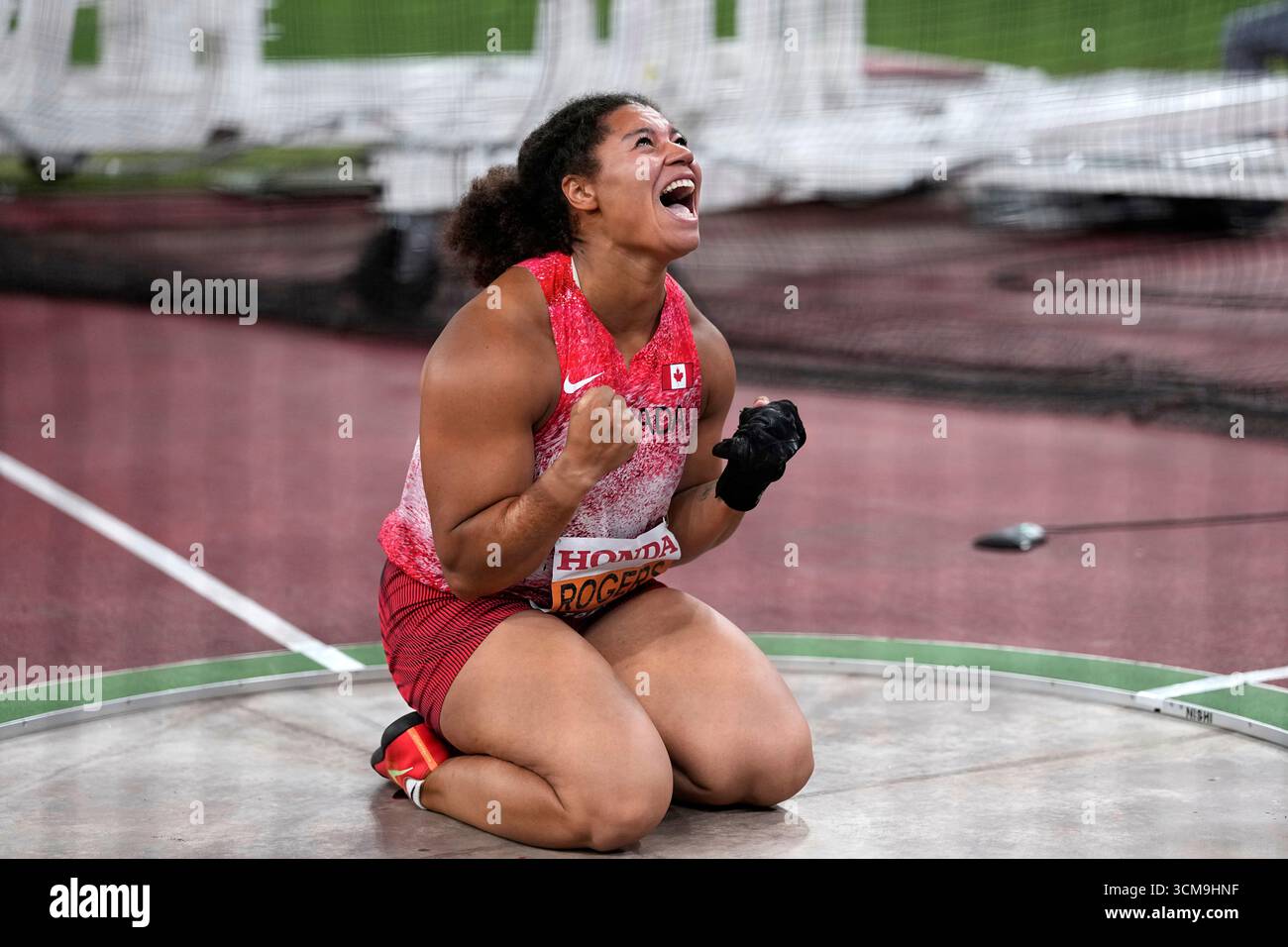 Canada's Camryn Rogers reacts after winning the gold medal in the women ...