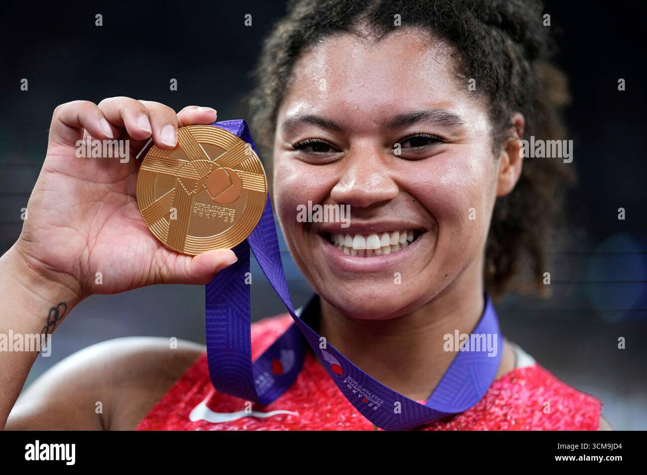 Canada's Camryn Rogers poses after winning the gold medal in the women ...