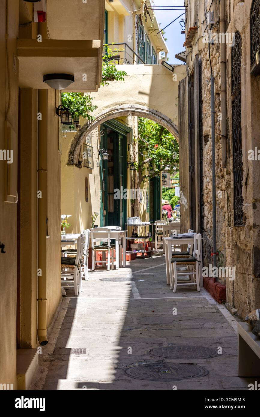 A Mediterranean old town, historic buildings in narrow streets, daytime ...