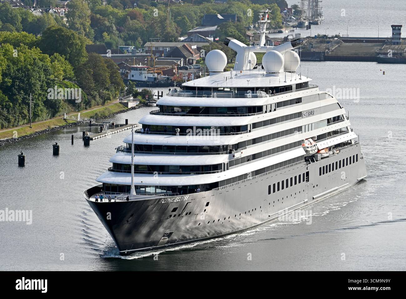 Cruiseship SCENIC ECLIPSE passing the Kiel Canal Stock Photo - Alamy