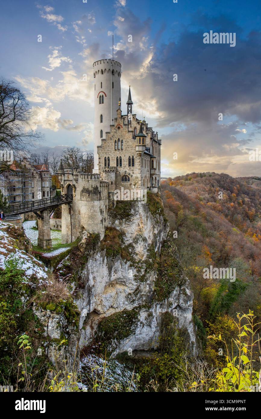 Lichtenstein castle in a winter landscape hi-res stock photography and ...