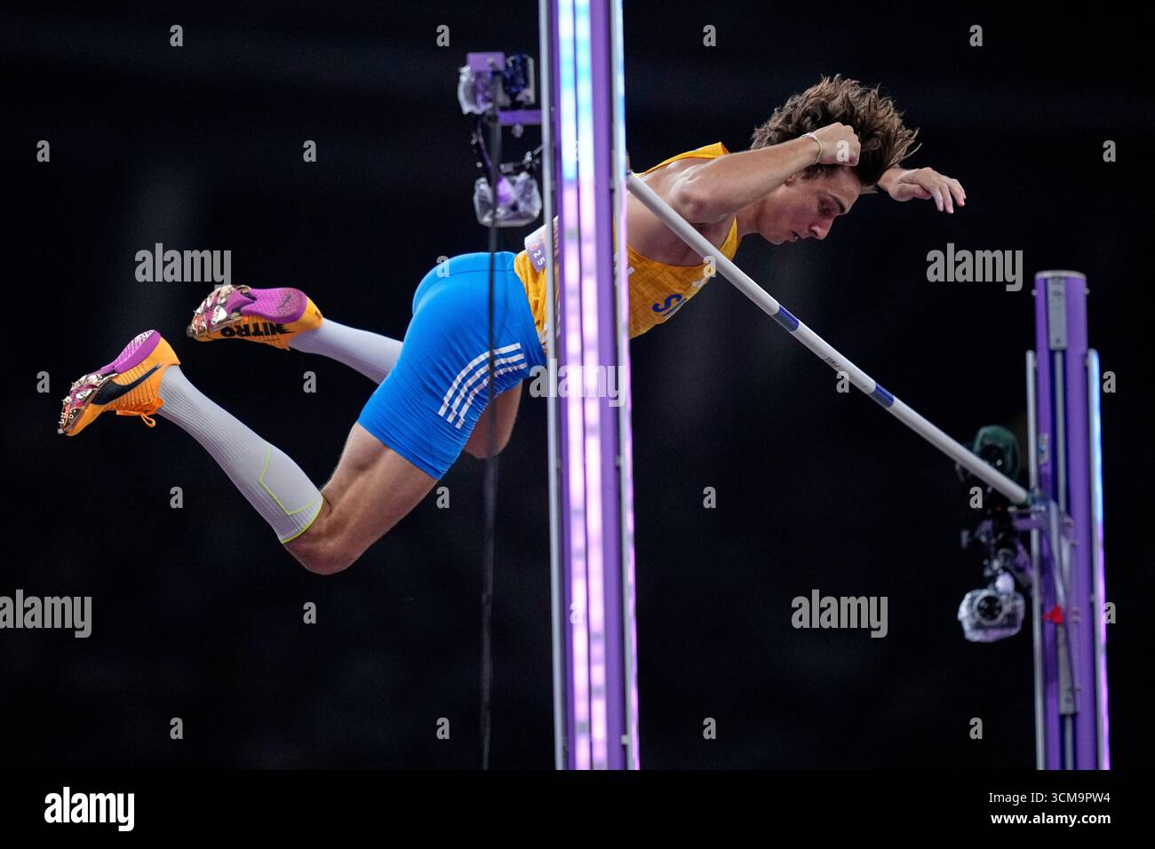 Sweden's Armand Duplantis making a clearance in the men's pole vault ...