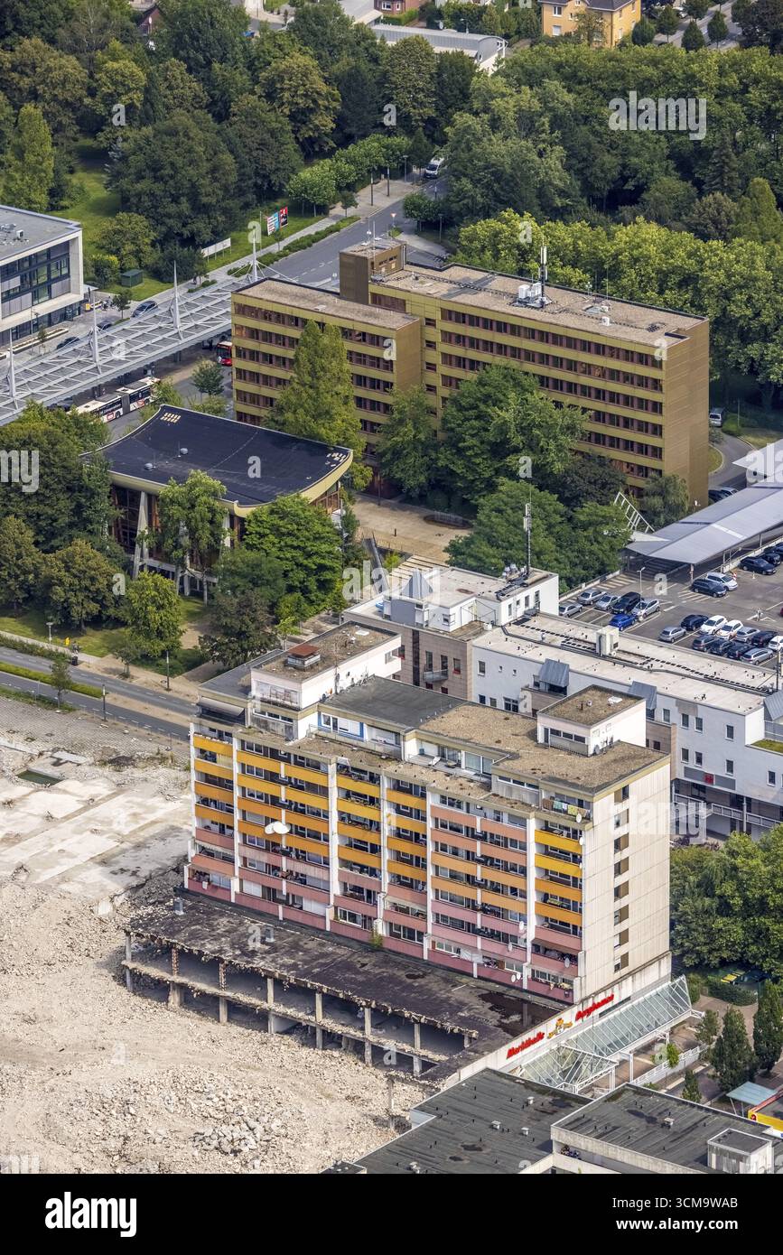 Aerial view, town hall and town hall square as well as construction ...