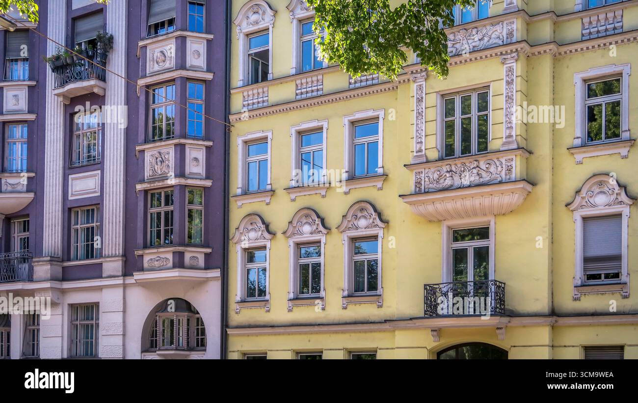 Partial facade of two apartment buildings in Ludwigsvorstadt ...