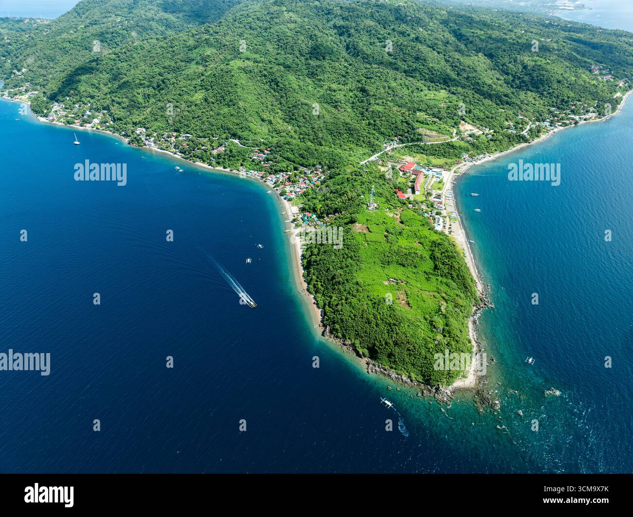 Aerial view of peninsula Mabini, Mabini, Luzon, Philippine Sea ...