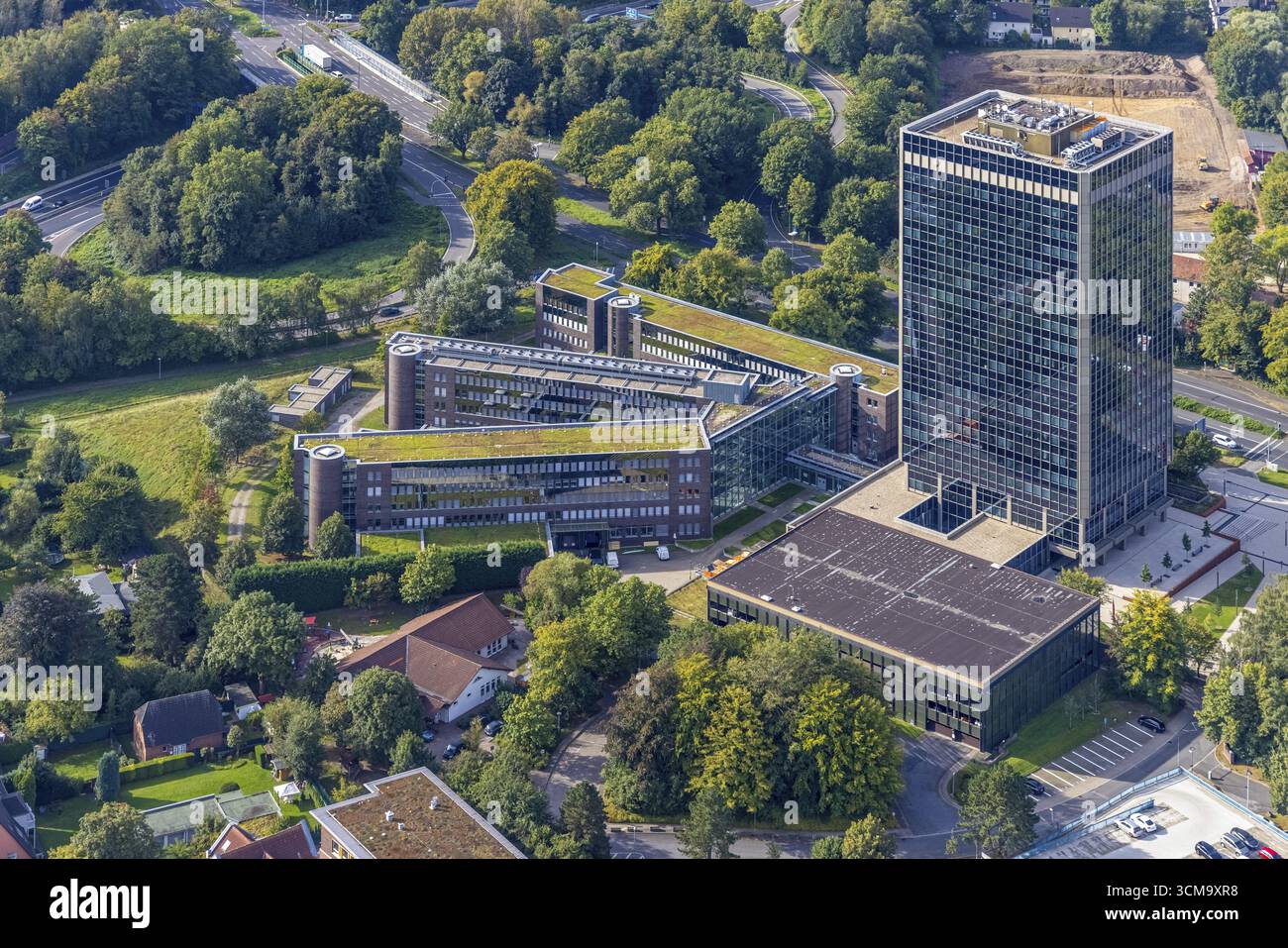 Aerial view, Bomin-Haus high-rise building of the Knappschaft insurance ...