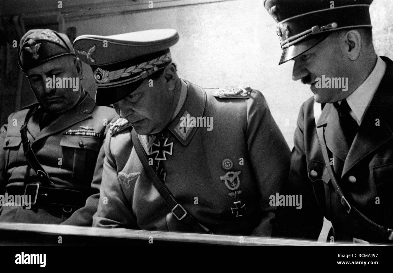 World War II - Benito Mussolini, Hermann Goring and Adolf Hitler. 1941 ...