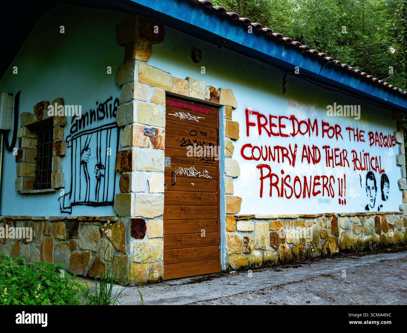 An abandoned house has a big pro-Basque Country independence statement ...