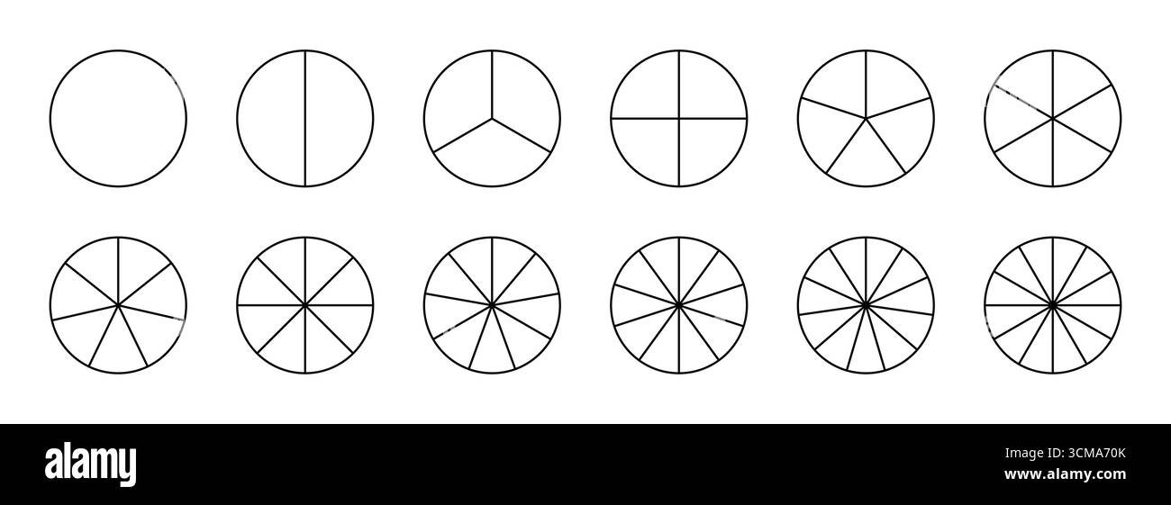 Parts of diagram wheel from 1 to 12. Template of pie chart. Coaching blank. Segmented charts ...
