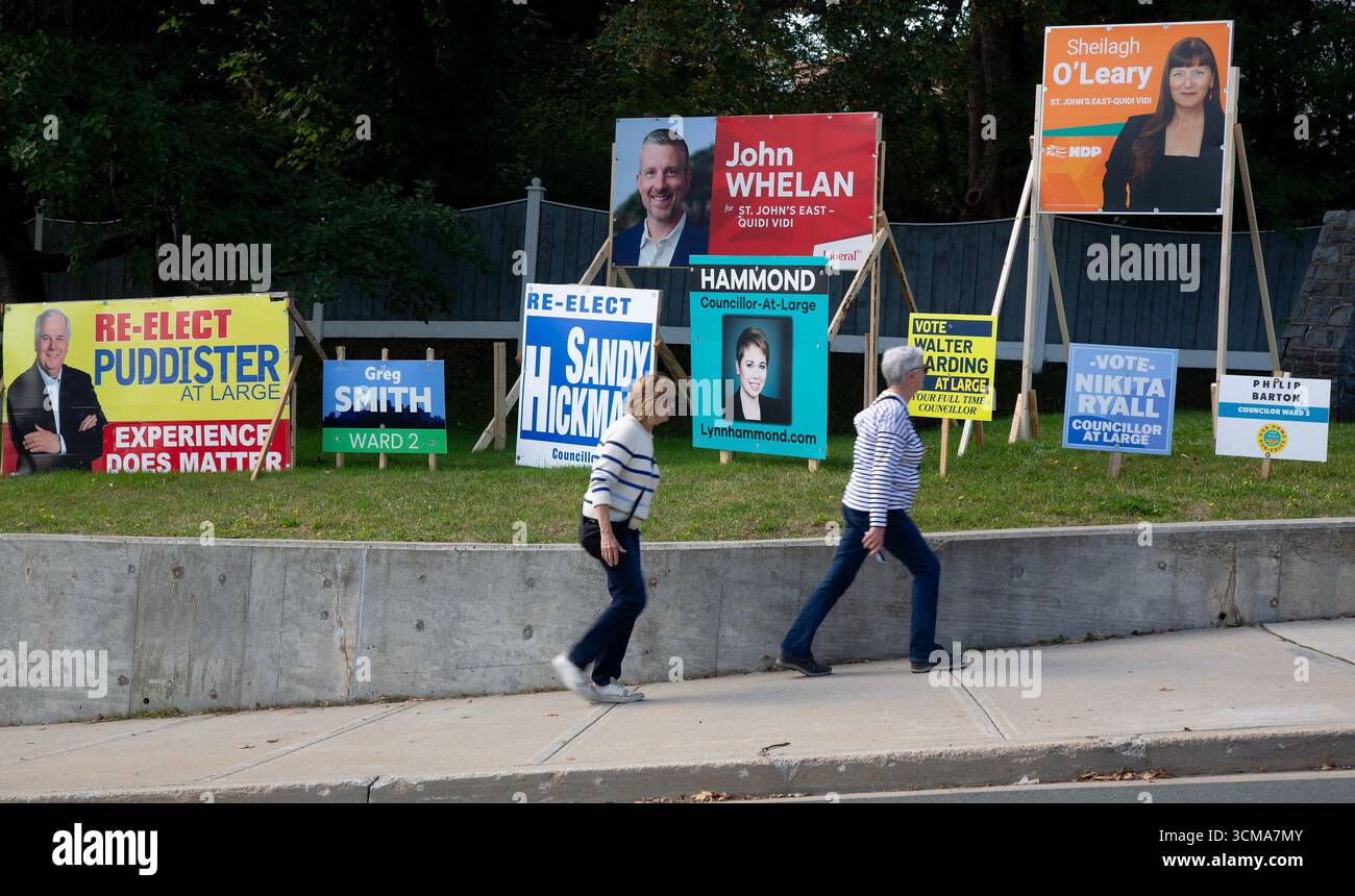 Provincial election signs shown around St. John's on early Monday ...