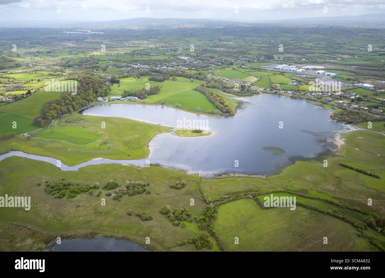 Ballyallia Lake, COUNTY CLARE, Clare, Ireland, Europe, IE, aerial ...