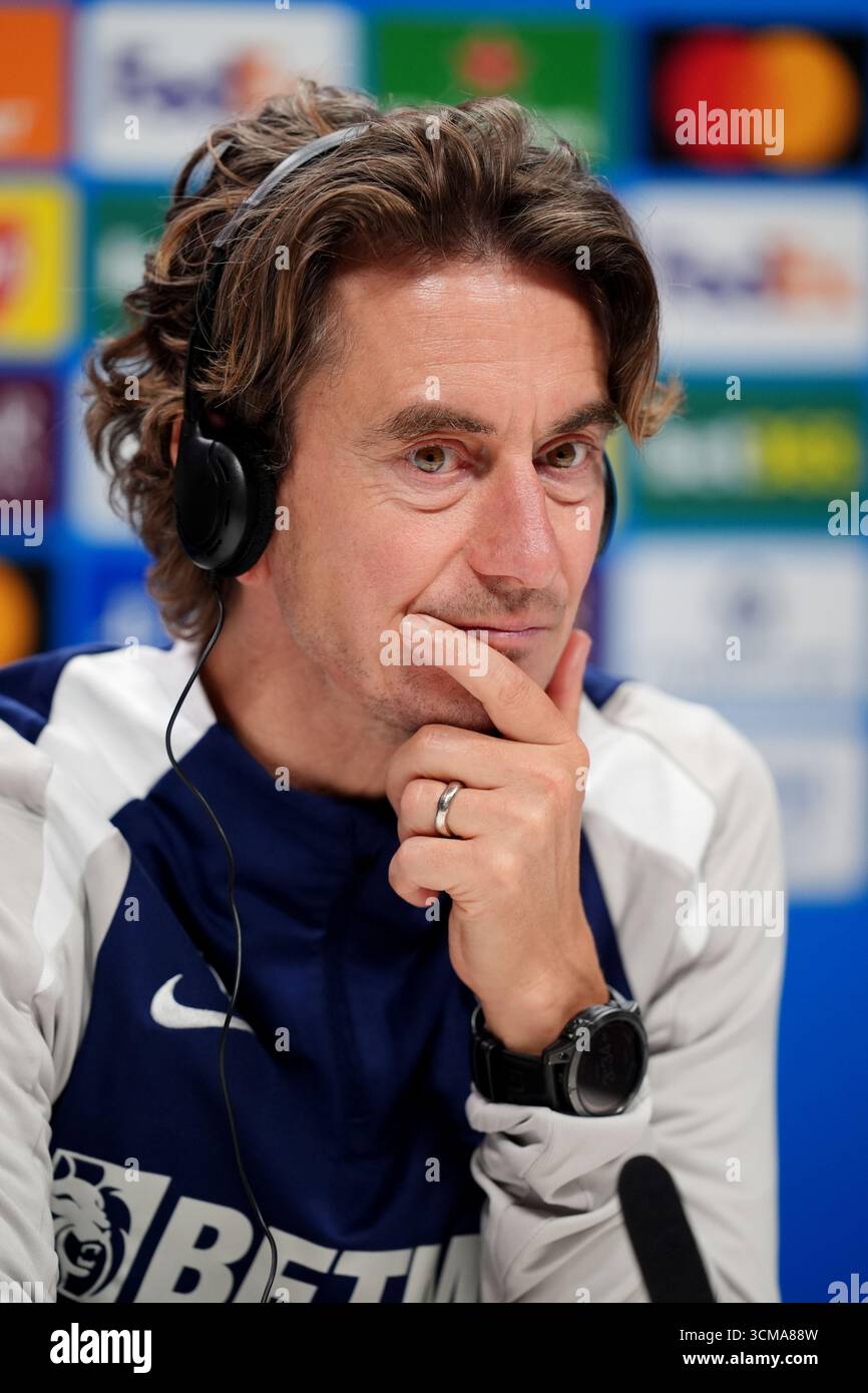 Tottenham Hotspur manager Thomas Frank during a press conference at the ...