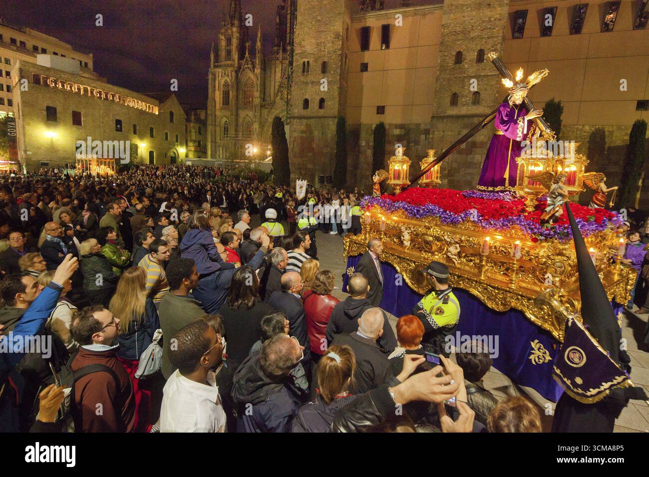 Good Friday procession on the Placa Nova in front of Barcelona ...