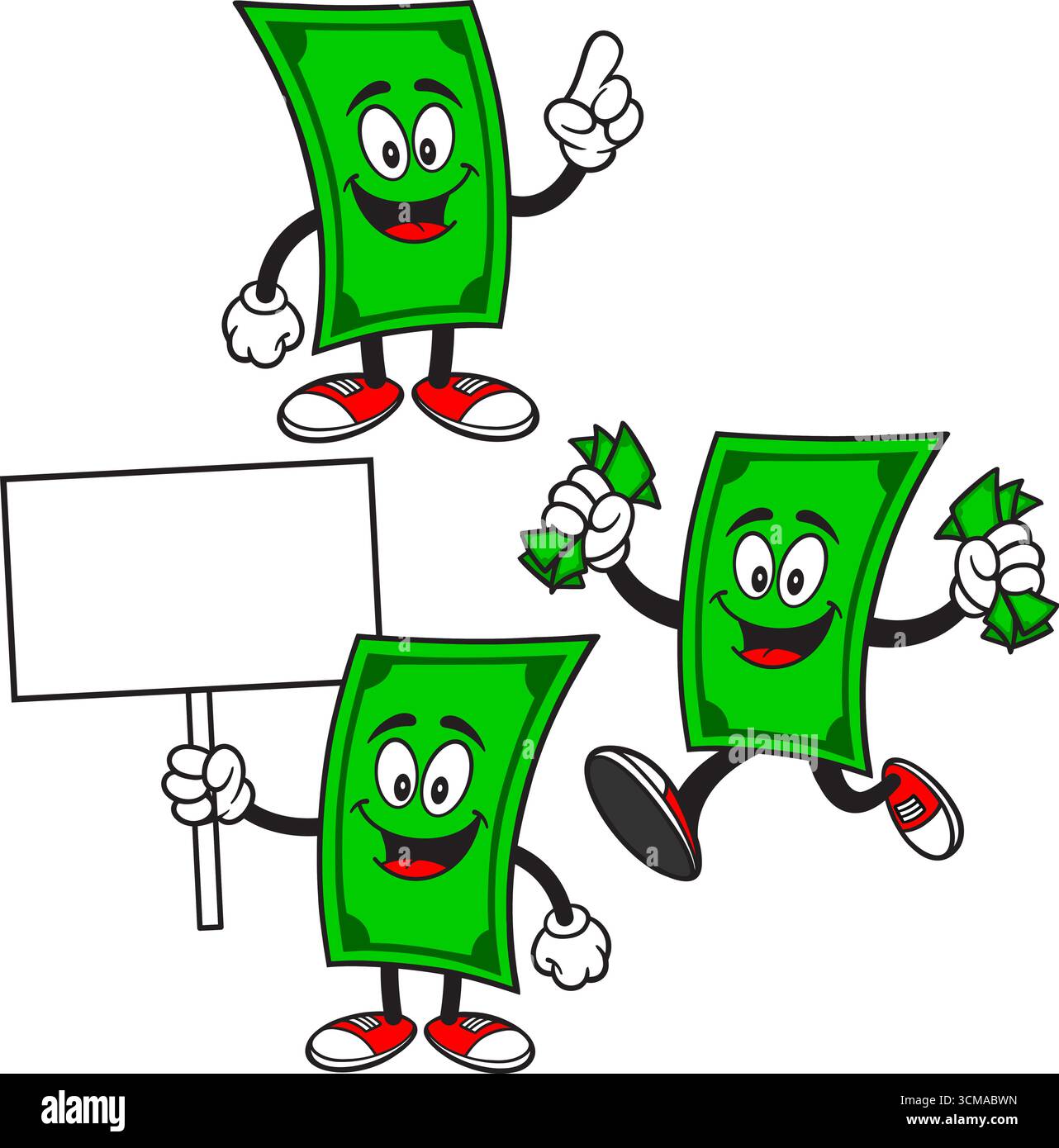 Money Mascot Set 02, Hand Drawn illustrations of a few Money Mascots in ...