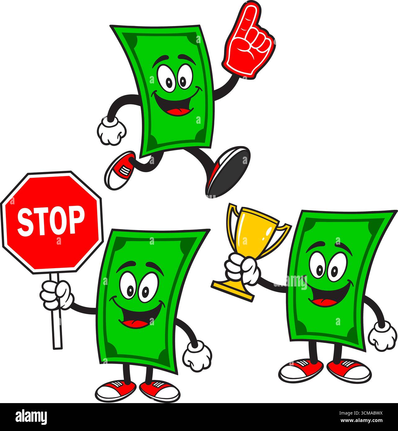 Money Mascot Set 03, Hand Drawn illustrations of a few Money Mascots in ...