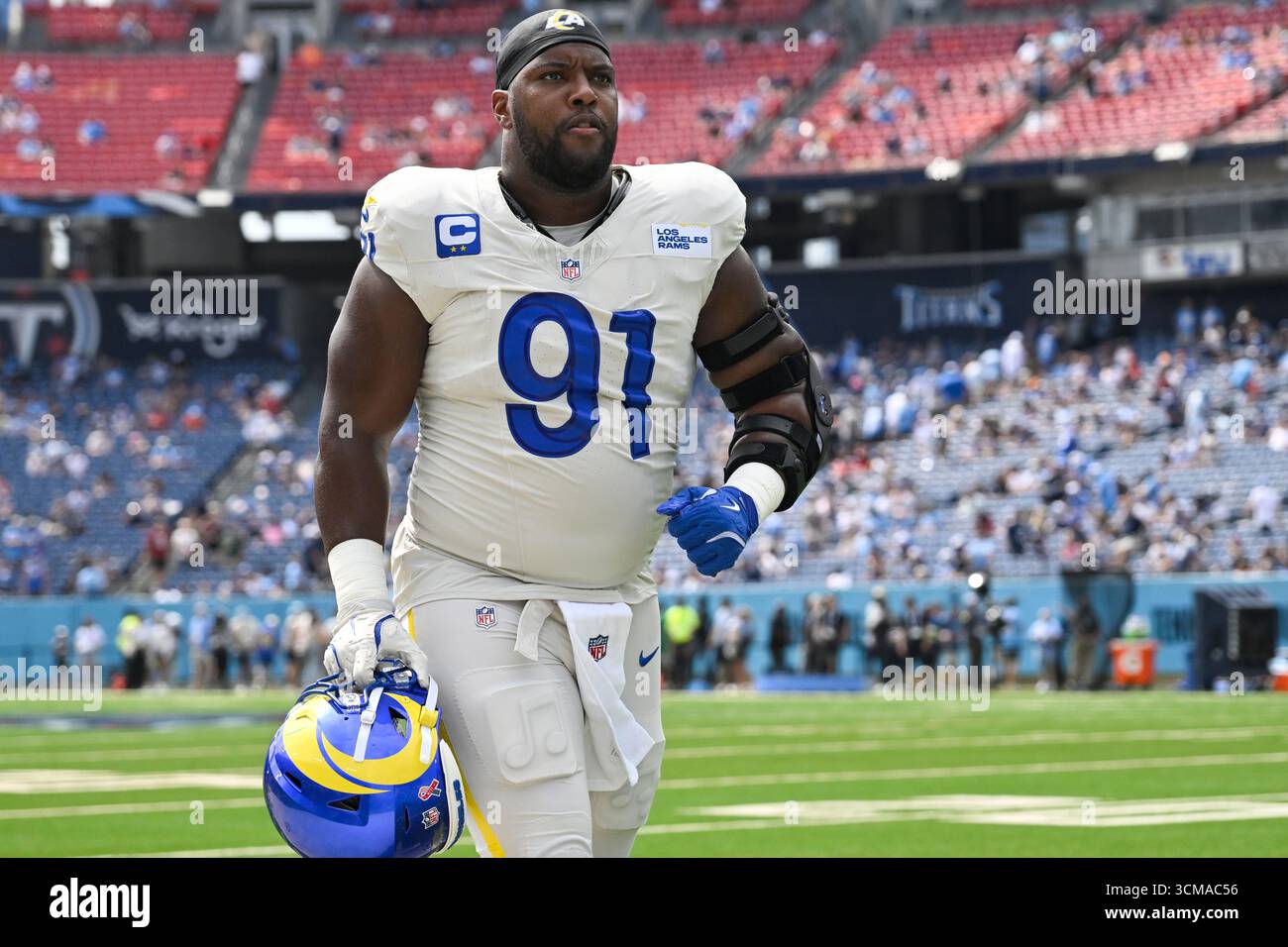 Los Angeles Rams defensive end Kobie Turner (91) before an NFL football ...