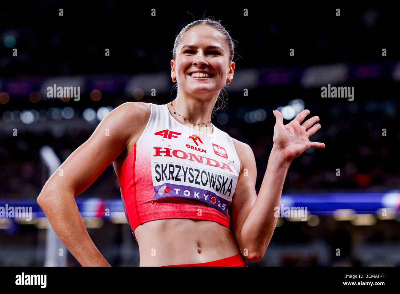 Pia Skrzyszowska of Poland looks on after competing in the Women's 100 Metres Hurdles Final ...