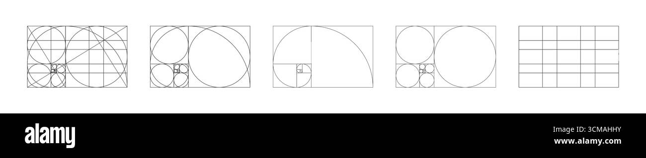 Big set of Golden ratio templates. Method golden section black samples ...