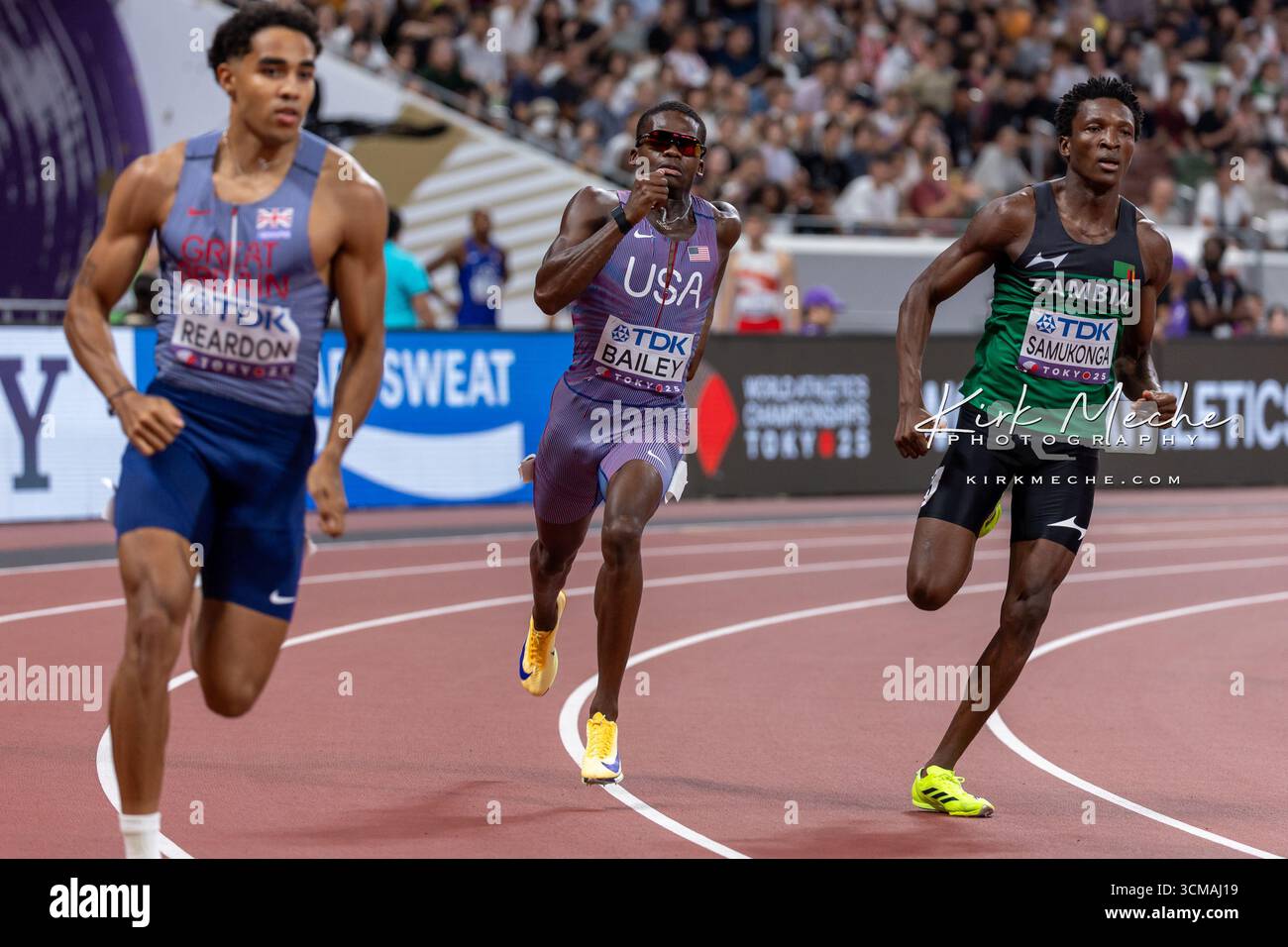 Christopher Bailey (USA) runs a 400 meter qualifying time of 44.14 ...